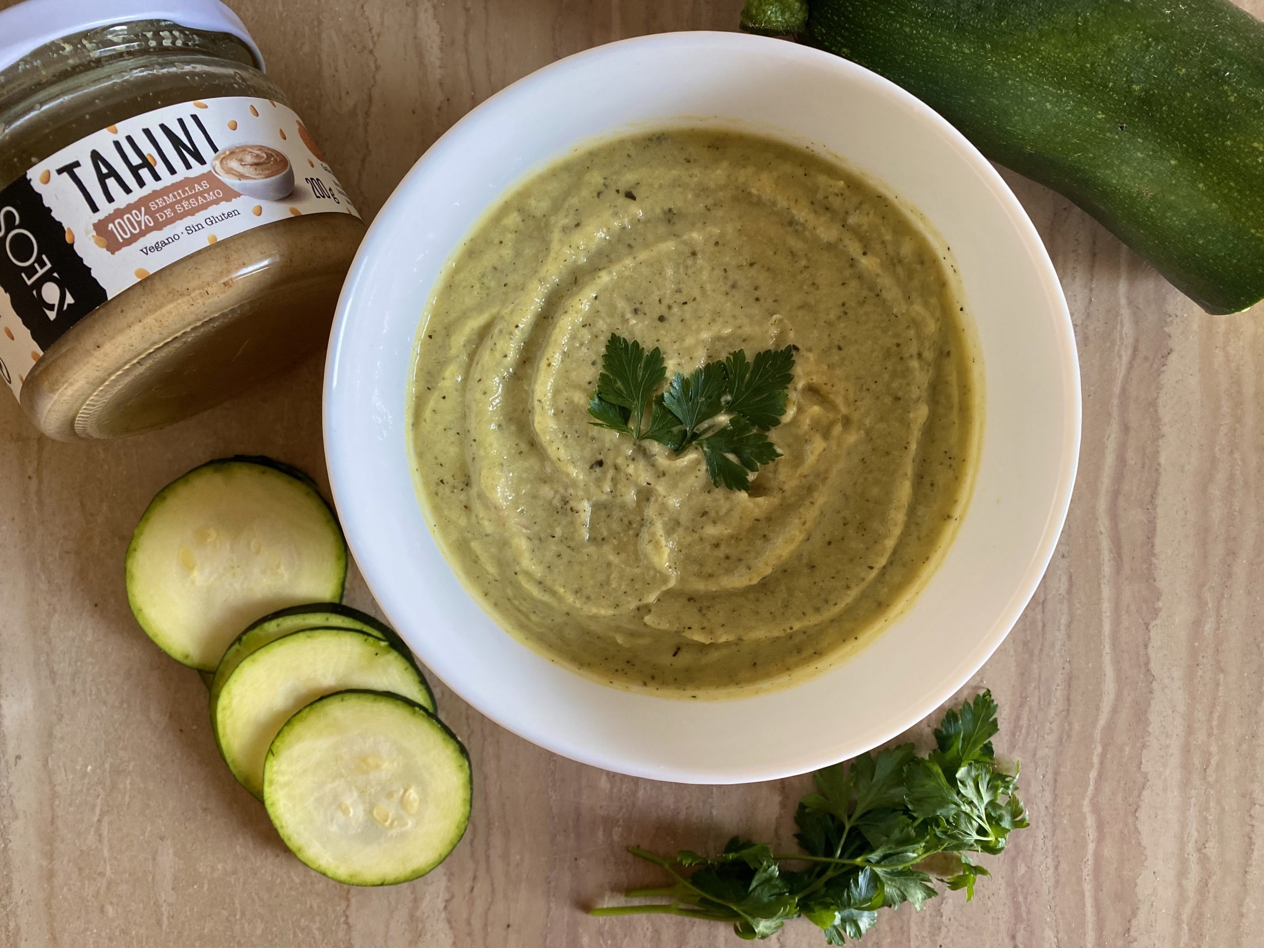 Puré de calabacín, manzana y tahini - Nutrición con Q