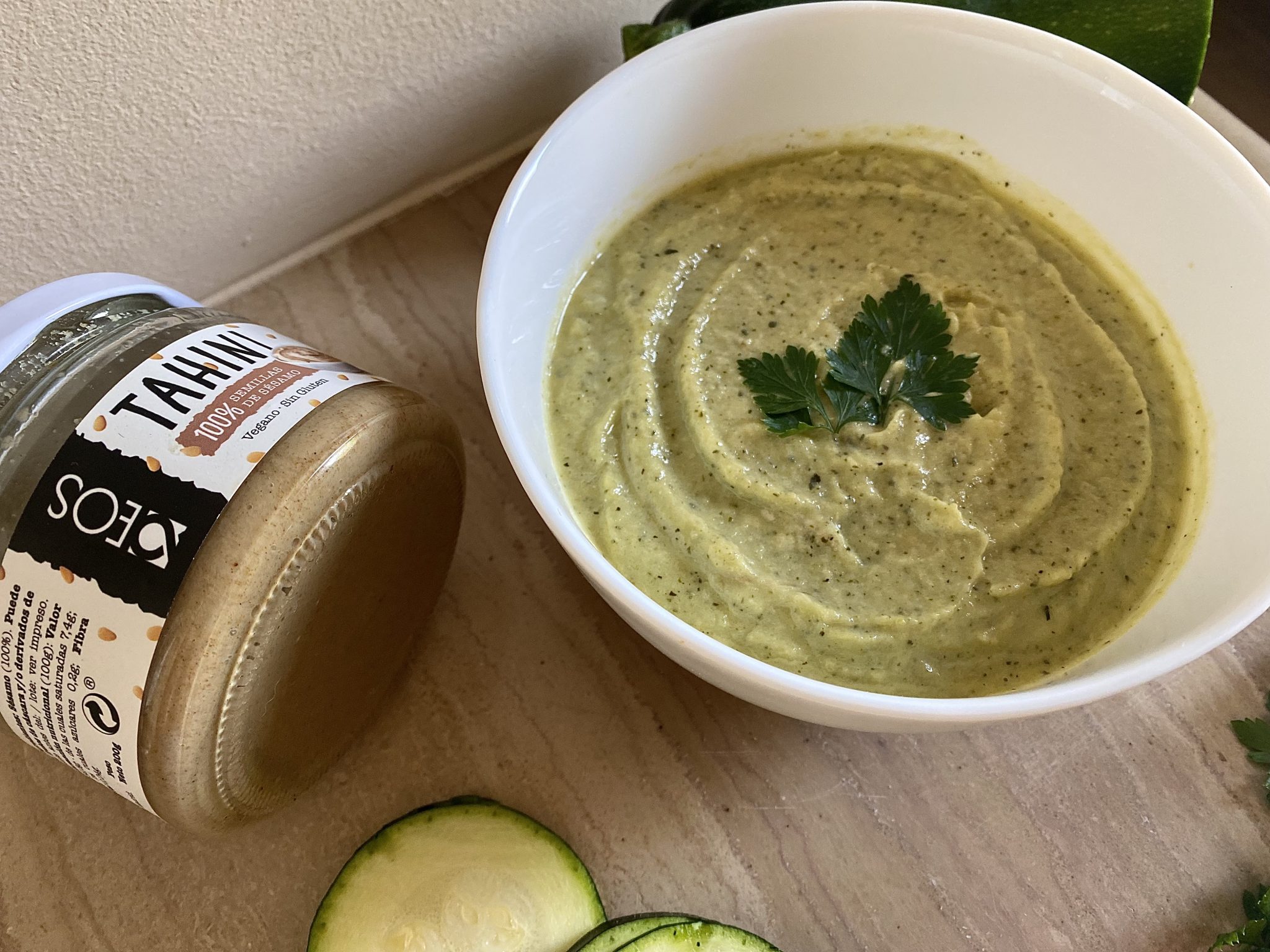 Puré de calabacín, manzana y tahini - Nutrición con Q